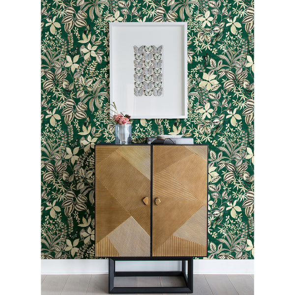 Green Willa Flower Peel and Stick Wallpaper – genesiswallcovering