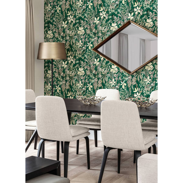 Green Willa Flower Peel and Stick Wallpaper – genesiswallcovering